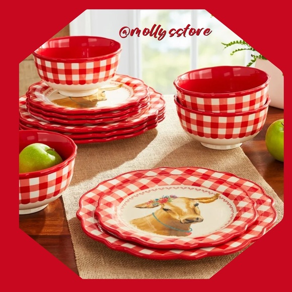The Pioneer Woman | Dining | New The Pioneer Woman Cow Red Gingham ...